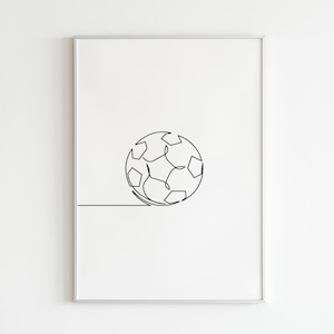 Minimalist Football Line Art Print, Soccer Sport Wall Art, Digital ...