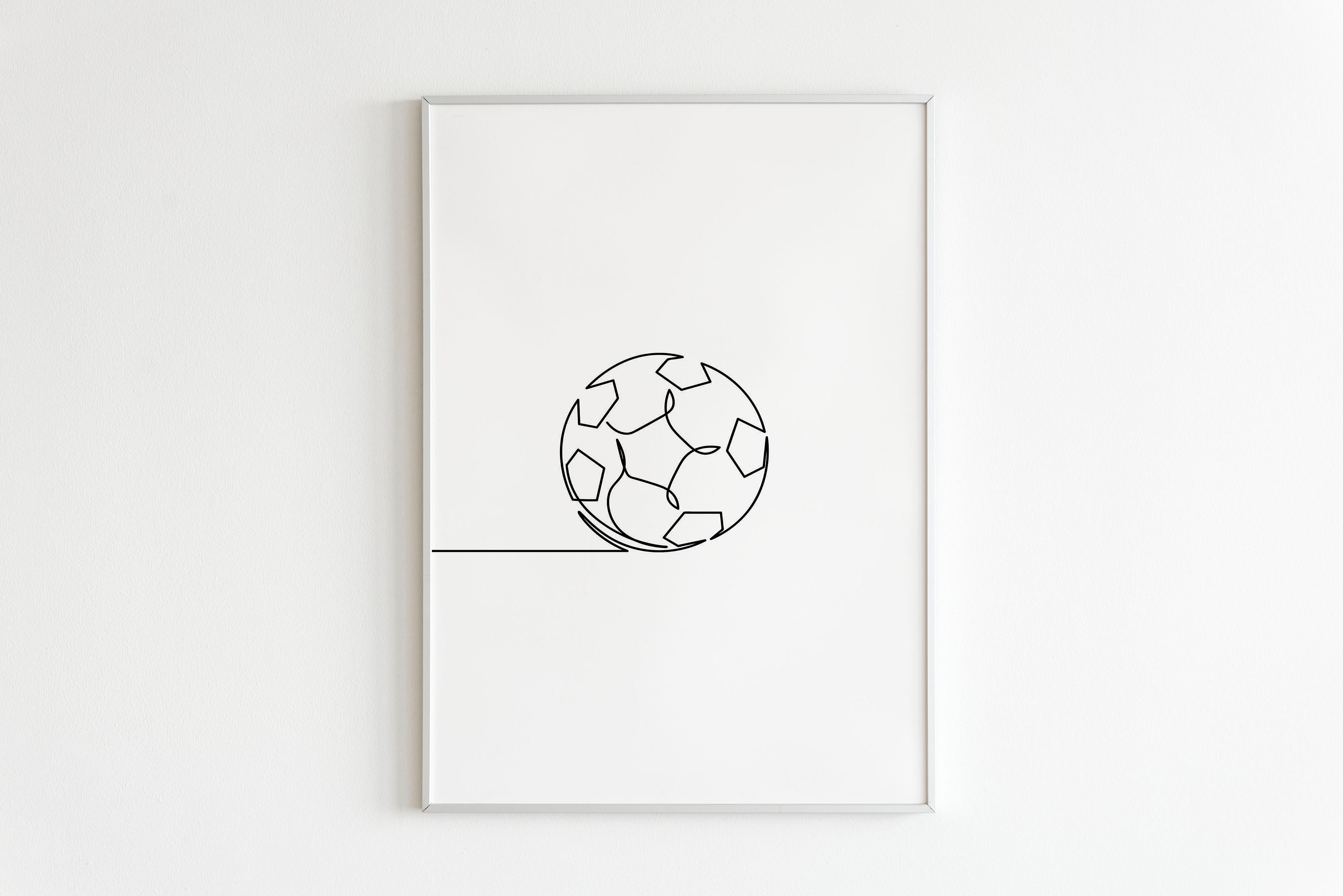 Minimalist Football Line Art Print, Soccer Sport Wall Art, Digital ...