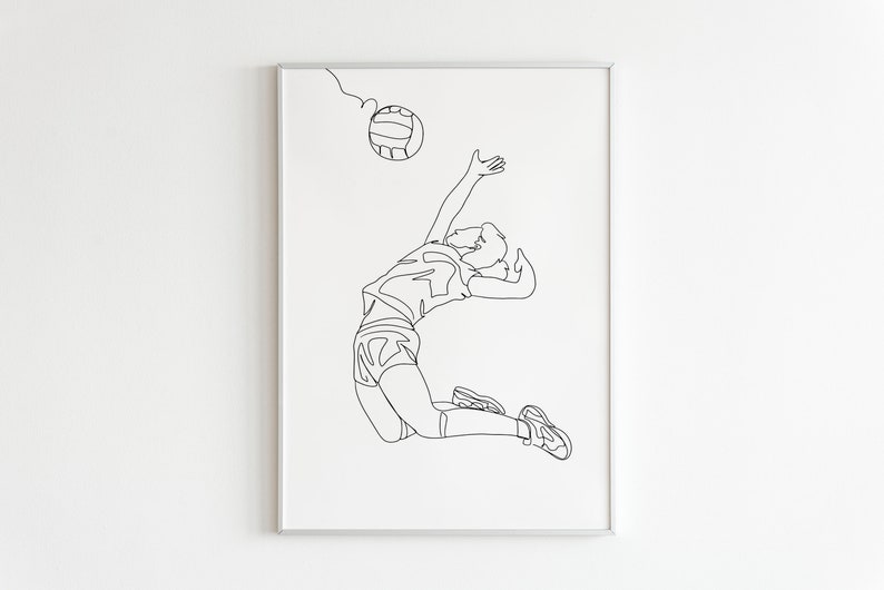 Minimalist Volleyball Player Line Art, Digital Download, Sport Print ...