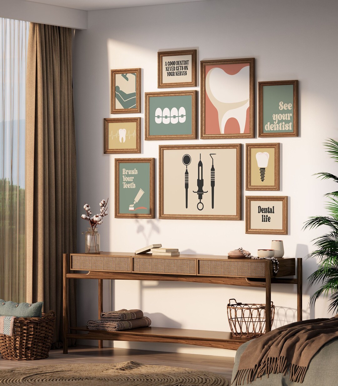 Retro Dentist Gallery Set of 10 Drawings, Dental Office Decoration ...