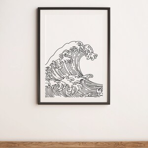 Minimalist Wave Line Art Digital Download Ocean Waves Simple - Etsy