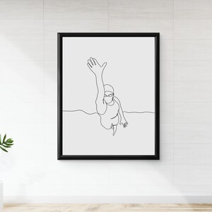 Minimalist Swimmer Line Art Art, Digital Download, Sport Print ...