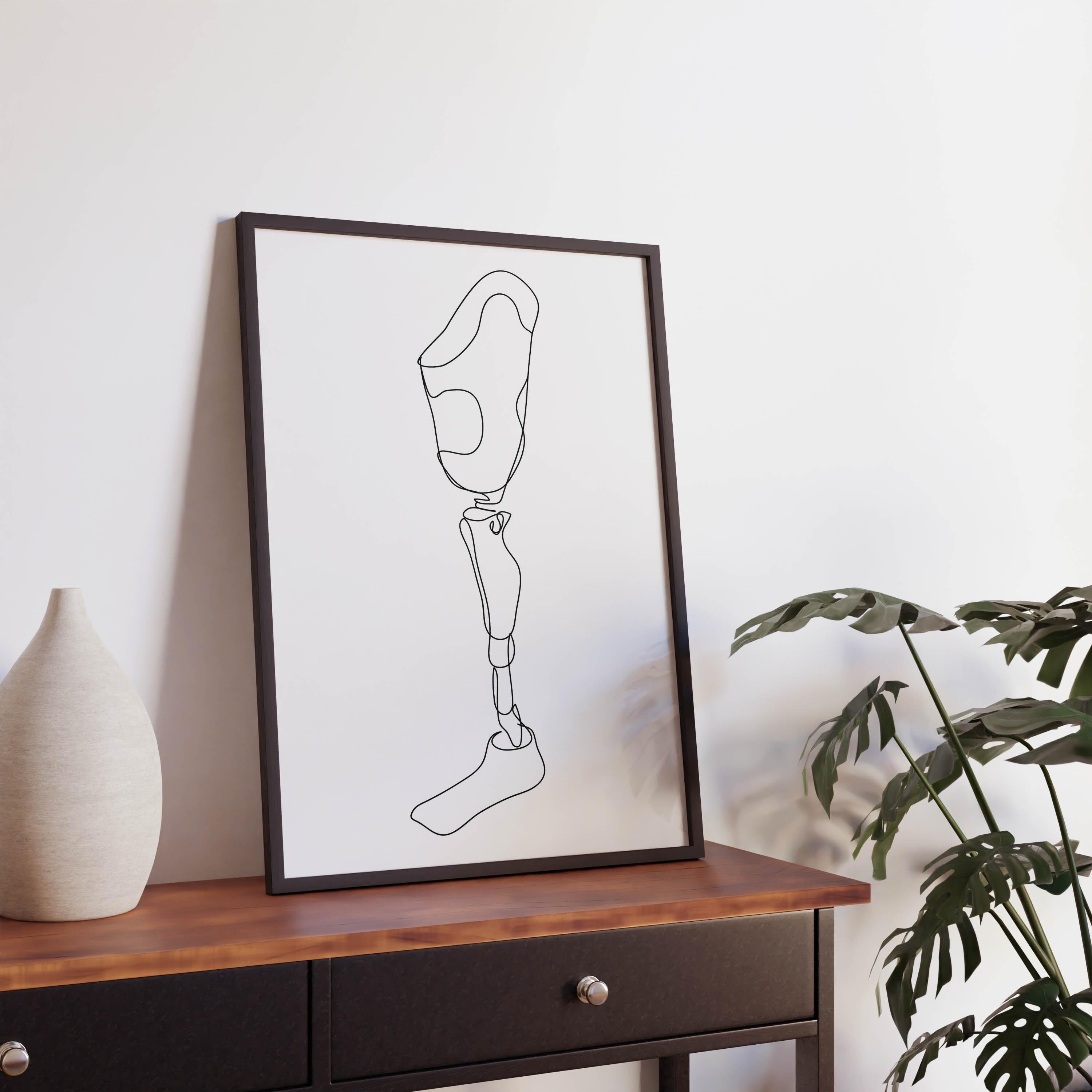 Minimalist Leg Prosthetic Line Art, Digital File, Prostheses Print ...