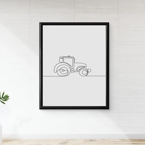 Minimalist Tractor Line Art Digital Download Transportation - Etsy