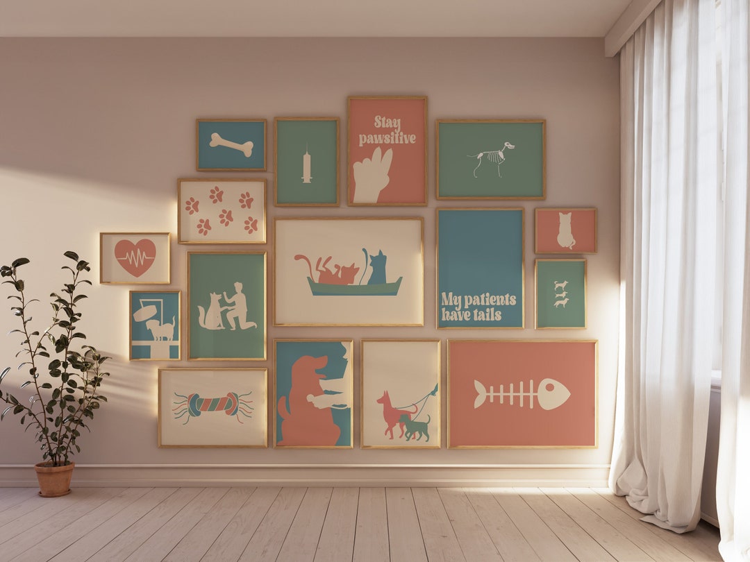 Retro Veterinary Gallery Set of 16 Drawings, VET Office Decoration ...