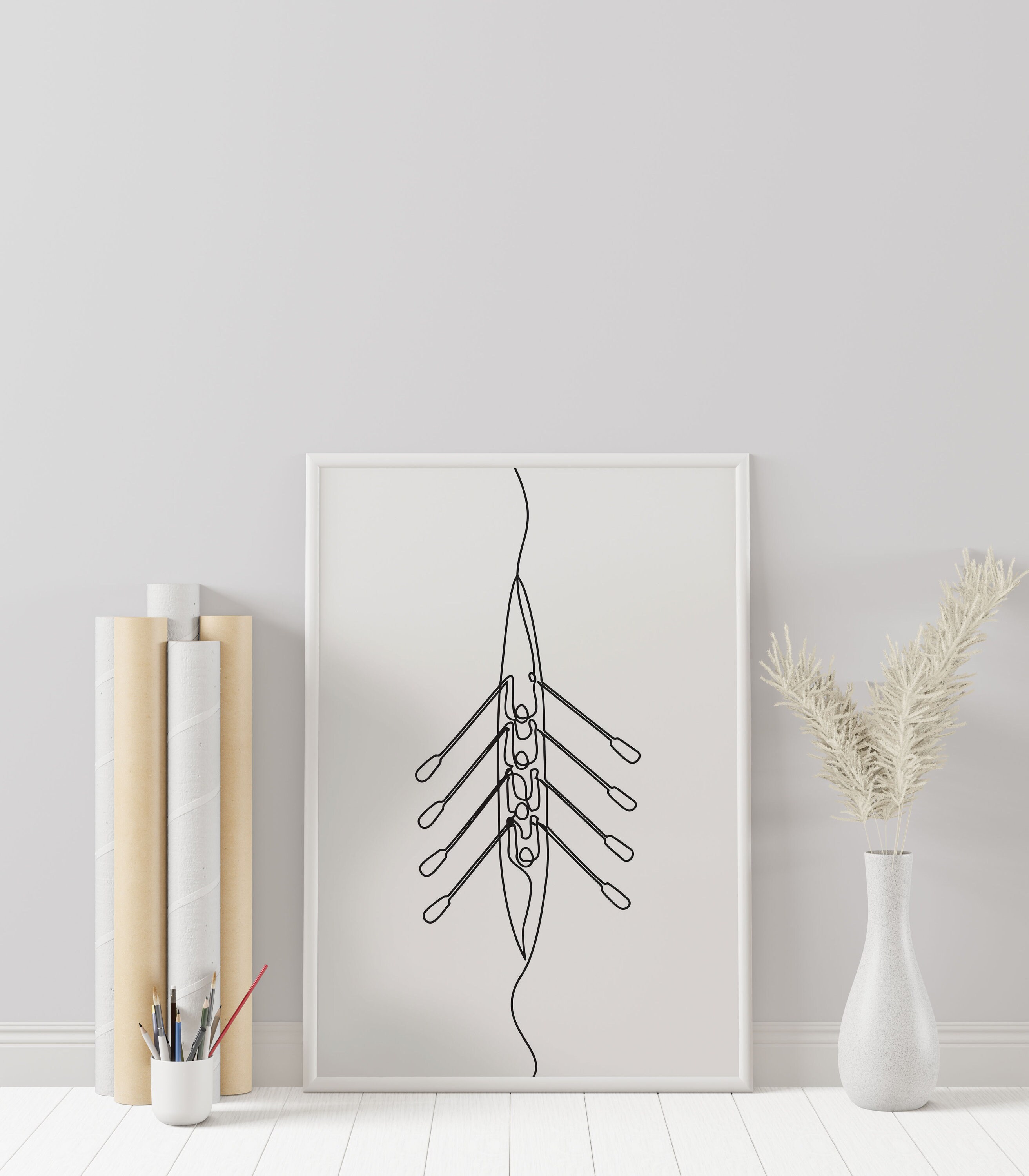 Minimalist Rowing Boat Line Art Water Sport Printable Rower - Etsy