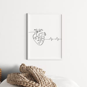 Minimalist Cardiologist Line Art, Digital Download, Physician Print ...
