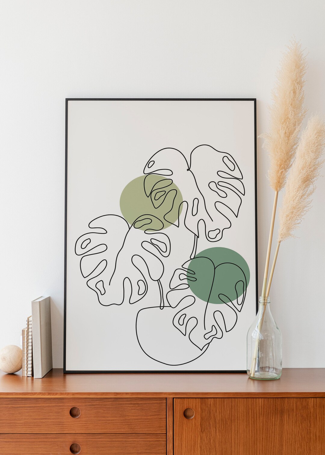 Minimalist Monstera Line Art, Digital Download, Plant Leaves Print ...