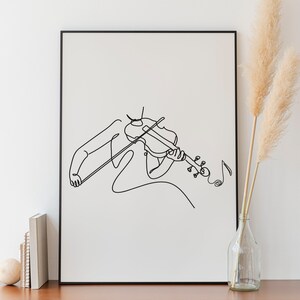 Minimalist Violin Line Art, Digital Download, Stringed Music Print - Etsy