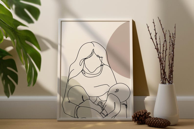 Minimalist Breastfeeding Pediatric Line Art, Digital Download, Medical ...