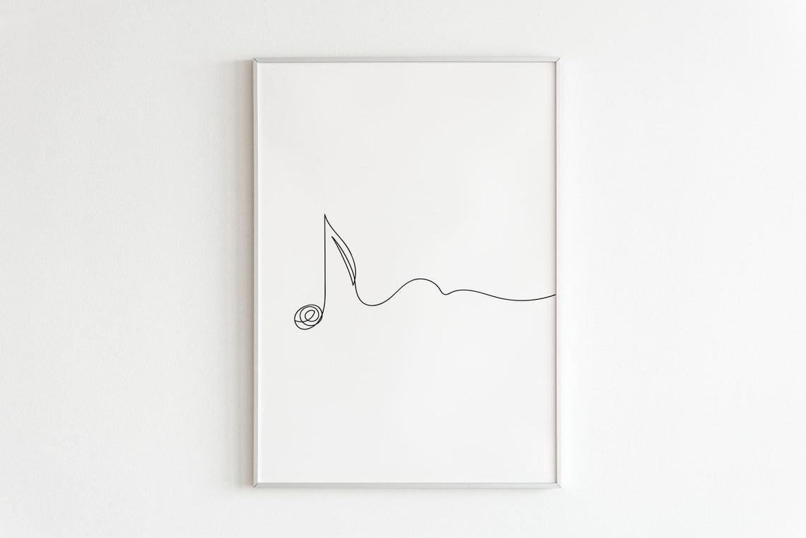 Minimalist Note Line Art Print Music One Line Drawing Wall - Etsy