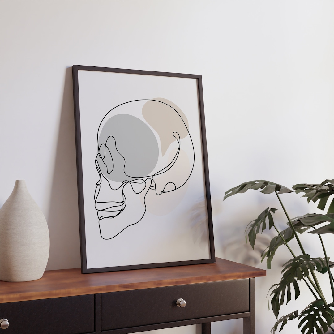 Minimalist Human Skeleton Anatomy Line Art, Digital Download, Skull ...