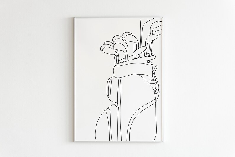 Minimalist Golf Bag Line Art, Digital Download, Sport Print, Player ...