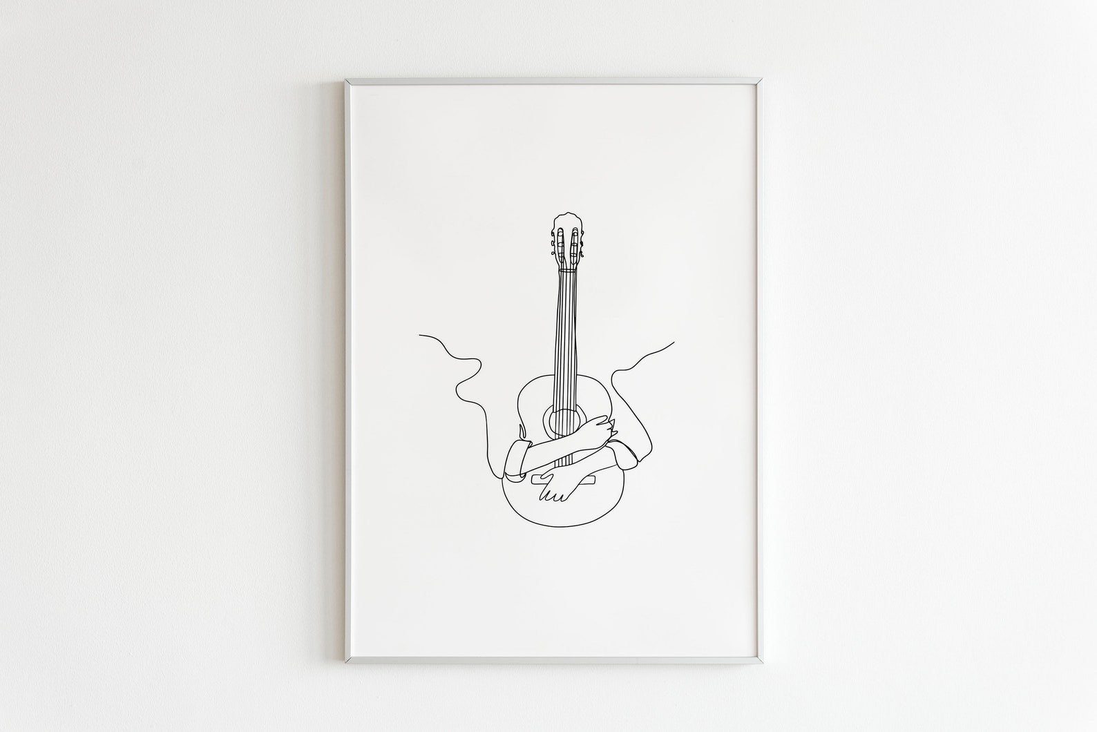 Minimalist Guitar Line Art Digital Download Simple Sketch - Etsy