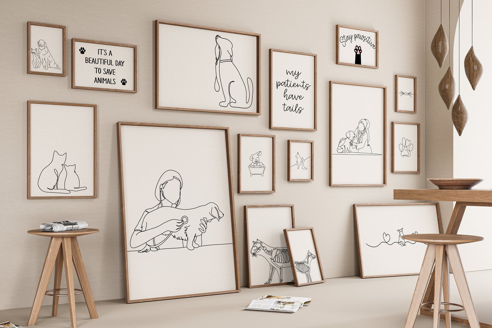 Veterinary Gallery Set of 15 Drawings, VET Office Decoration ...