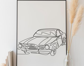 Vintage Car Line Art - Etsy
