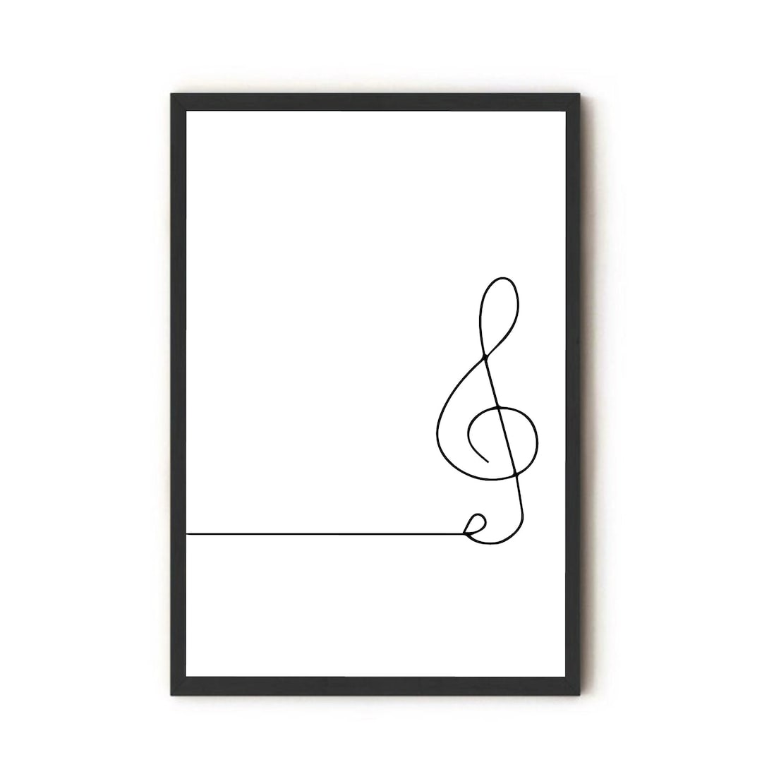 Music Note Line Art Print, Minimalist One Line Drawing Art, Single Line ...
