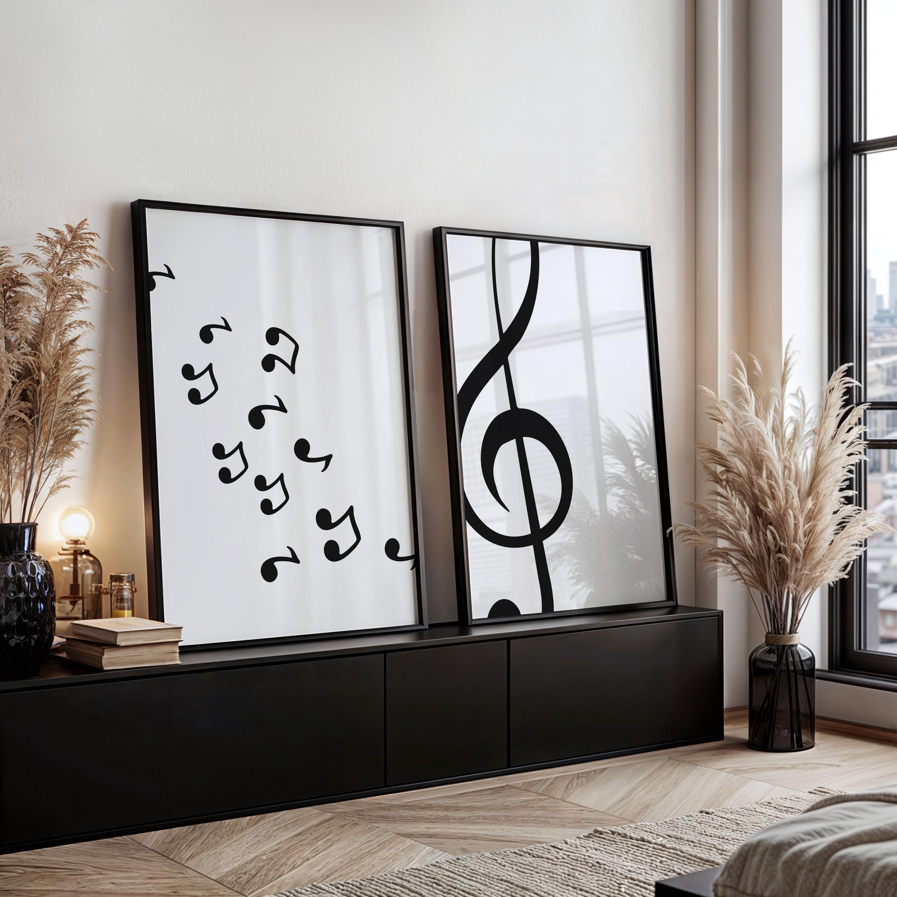 Retro Music Wall Art Gallery, Groovy Set 2, Note Poster, Clef Print ...