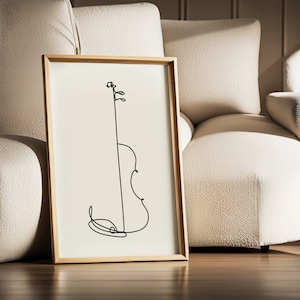 Music Gallery Set of 15 Drawings, Violin Decoration, Minimalist Line ...