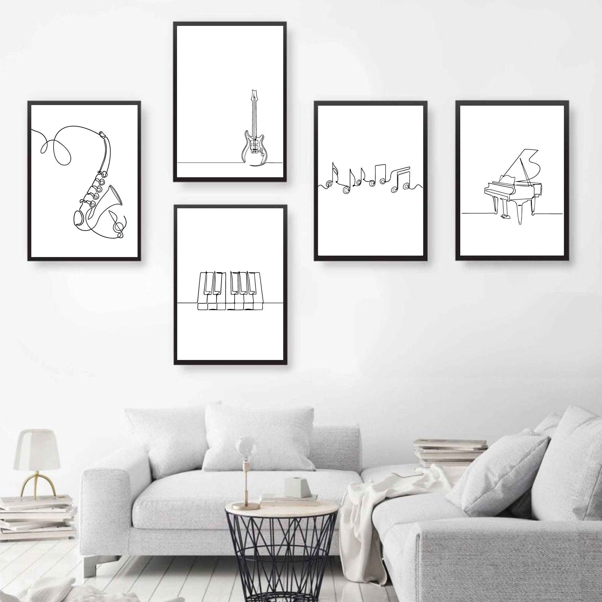 Minimalist Music Print Piano Poster Guitar Line Art - Etsy