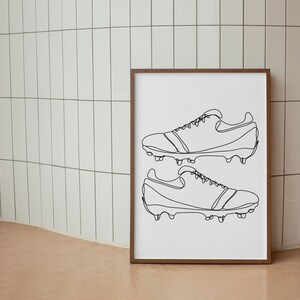 Minimalist Football Line Art Print, Soccer Sport Wall Art, Digital ...