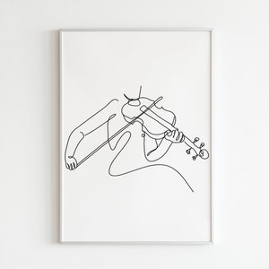Violin Line Art, Music Wall Art, Digital Download, Minimalist Prints ...