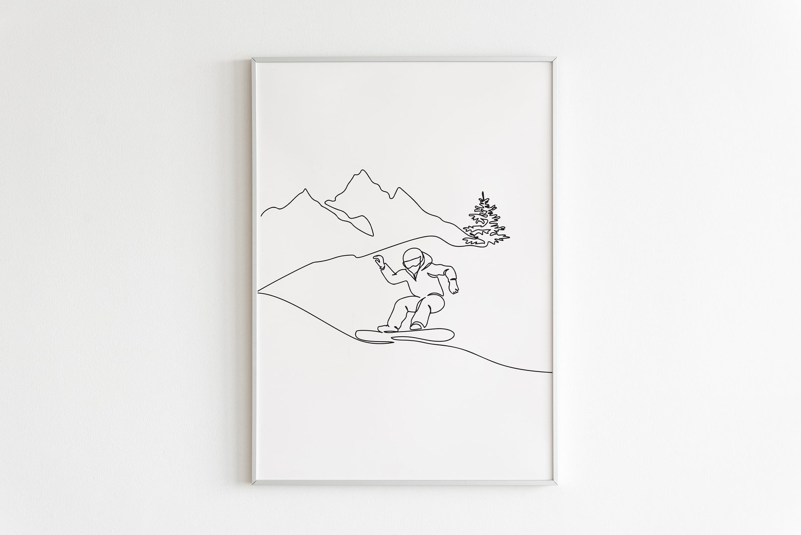 Minimalist Snowboard Line Art Print Winter Sport Wall Art - Etsy
