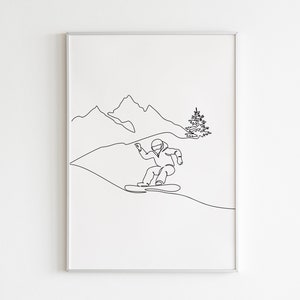 Minimalist Snowboard Line Art Print Winter Sport Wall Art - Etsy Canada
