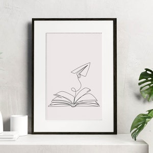 Minimalist Book Line Art, Digital Download, Books Outline Drawing ...