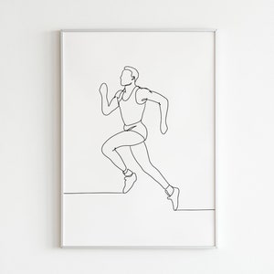 Minimalist Running Line Art, Digital Download, Sport Print, Exercise ...
