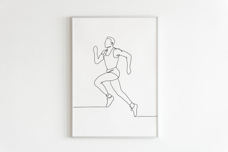 Minimalist Running Line Art, Digital Download, Sport Print, Exercise ...