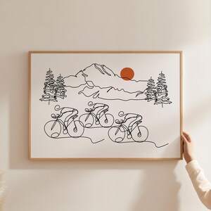 Minimalist Cyclist Line Art, Biking Wall Art, Digital Download, Road ...
