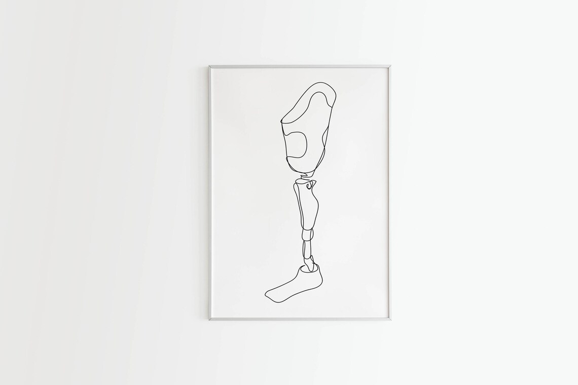 Minimalist Leg Prosthetic Line Art, Digital File, Prostheses Print ...