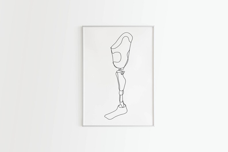 Minimalist Leg Prosthetic Line Art, Digital File, Prostheses Print ...