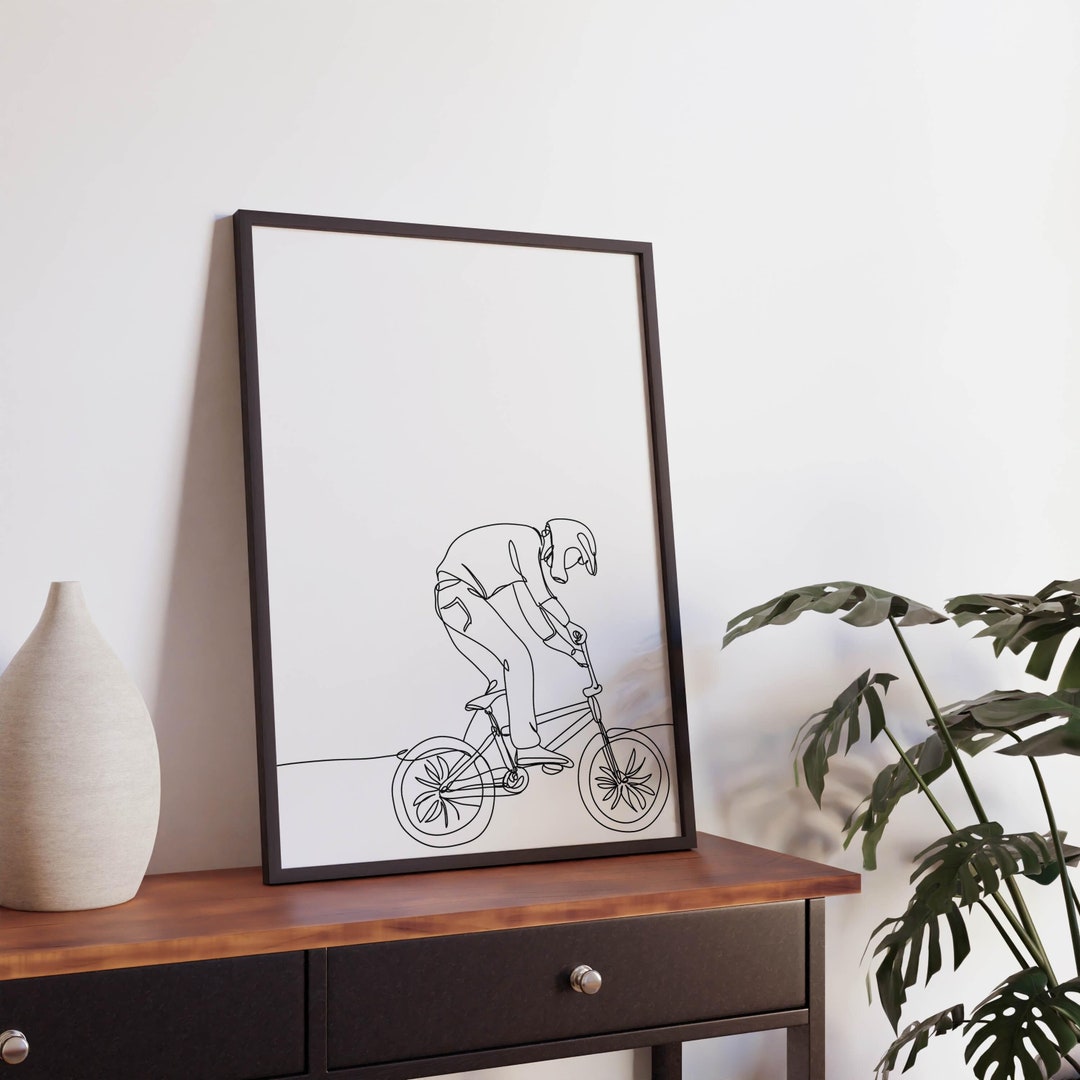 Minimalist Mountain Bike Line Art, Digital Files, MTB Print, Extreme ...