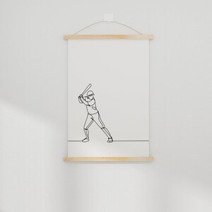 Minimalist Baseball Player Line Art Digital Download Sport - Etsy