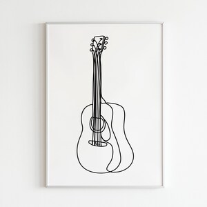 Minimalist Guitar Line Art, Digital Download , Music Print, Simple ...