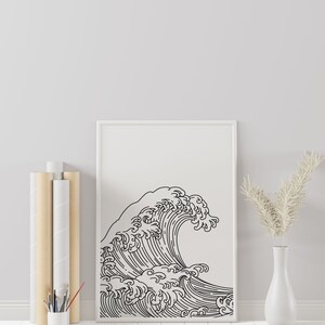 Minimalist Wave Line Art Digital Download Ocean Waves Simple - Etsy