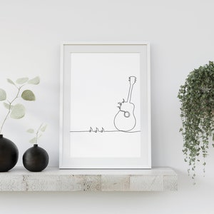 Minimalist Guitar Line Art Digital Download Music Print - Etsy