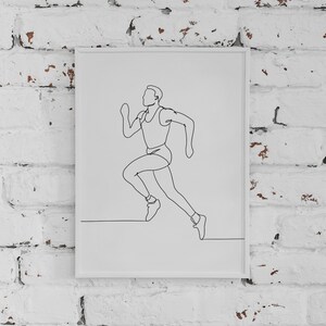 Minimalist Running Line Art, Digital Download, Sport Print, Exercise ...
