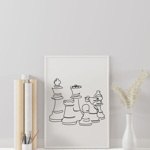 Minimalist Chess Line Art, Digital Download, Sport Print, Board Game ...