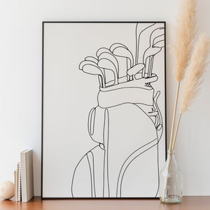 Minimalist Golf Bag Line Art, Digital Download, Sport Print, Player ...