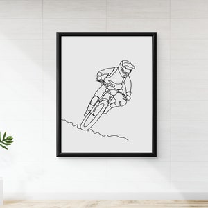 Minimalist Mountain Bike Line Art, Digital Download, MTB Print, Extreme ...