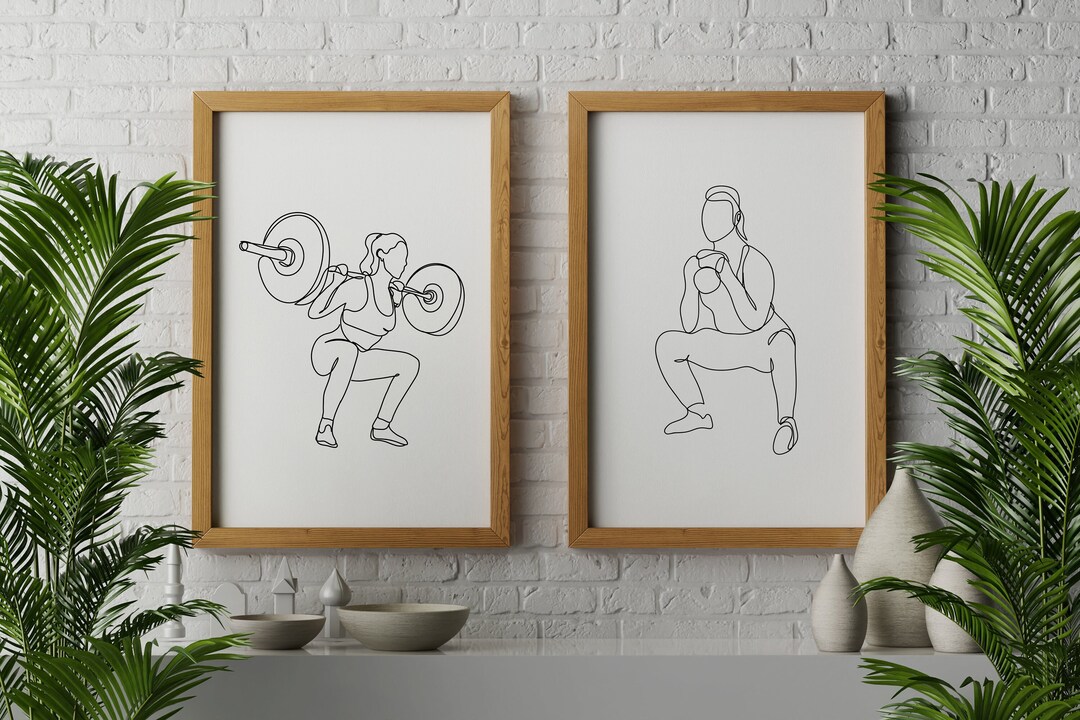 Weightlifter Hand Drawing, Minimalist Line Art Prints, Digital Download ...