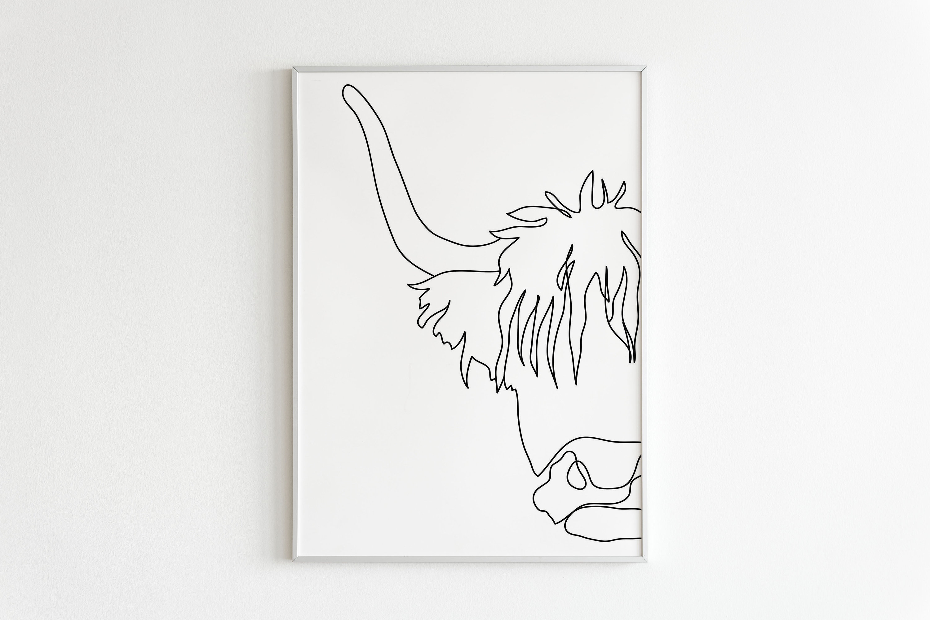 Minimalist Highland Cattle Line Art, Digital Download, Cow Outline ...