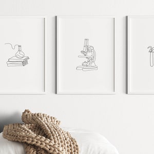 Minimalist Microscope Line Art, Digital Download, Science Poster ...