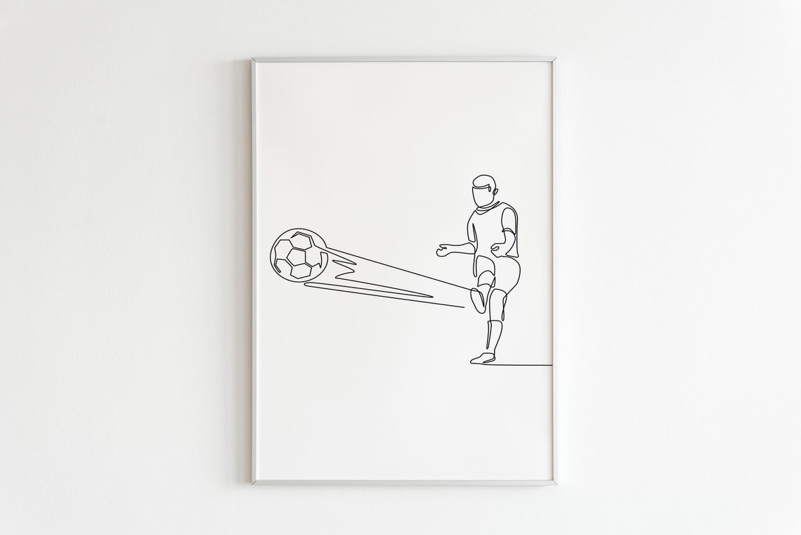 Minimalist Football Line Art Print Soccer Sport Wall - Etsy