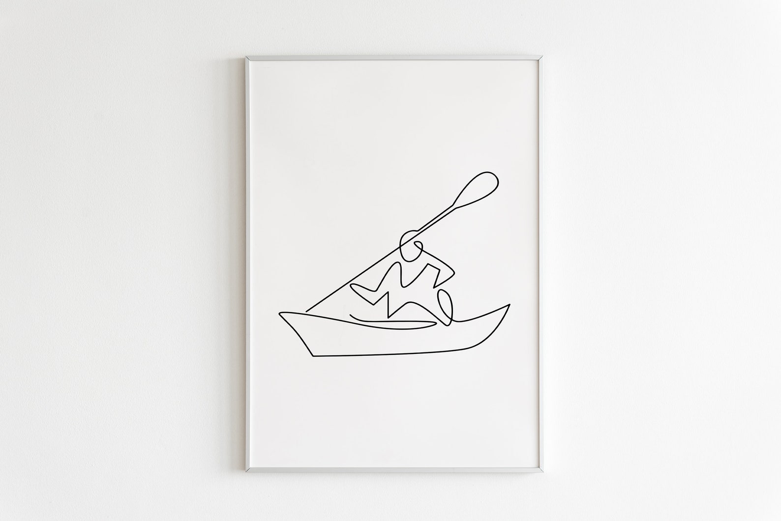 Minimalist Kayak Line Art Print Water Sport Printable Canoe | Etsy