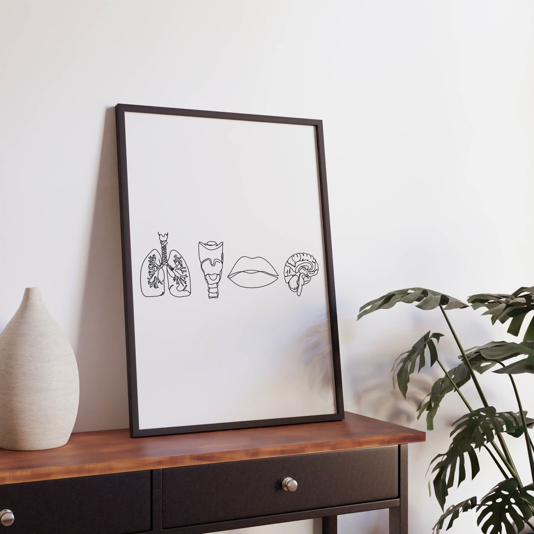 Speech Therapy, Minimalist Human Anatomy, Brain Lungs Line Art, Digital ...