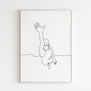 Minimalist Swimmer Line Art Art, Digital Download, Sport Print ...